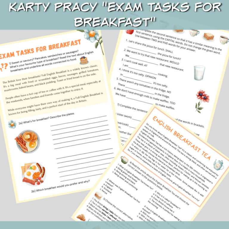 Karty pracy Exam tasks for breakfast - Lamipoli