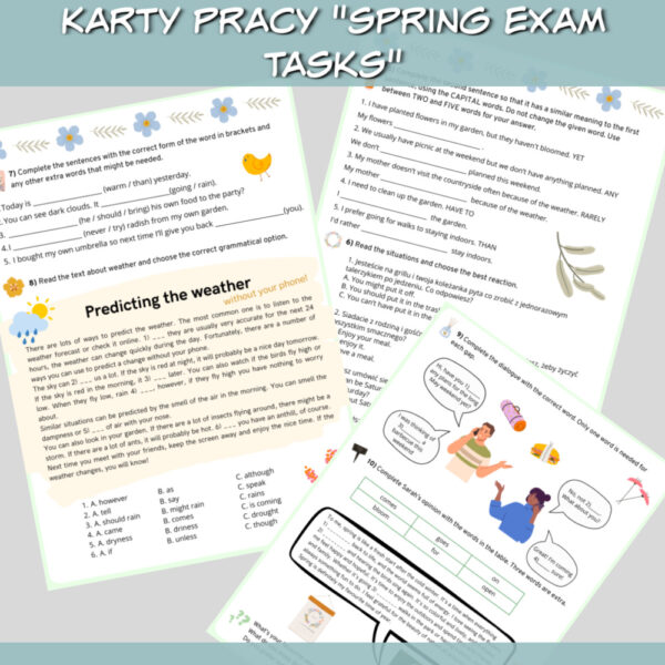 Karty pracy Spring Exam Tasks do druku - Lamipoli