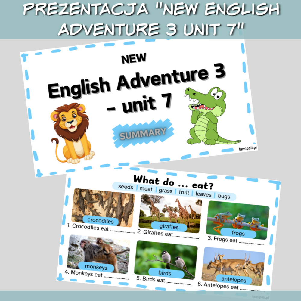 Zestaw New English Adventure Klasa 3 Unit 7 do druku, online - Lamipoli